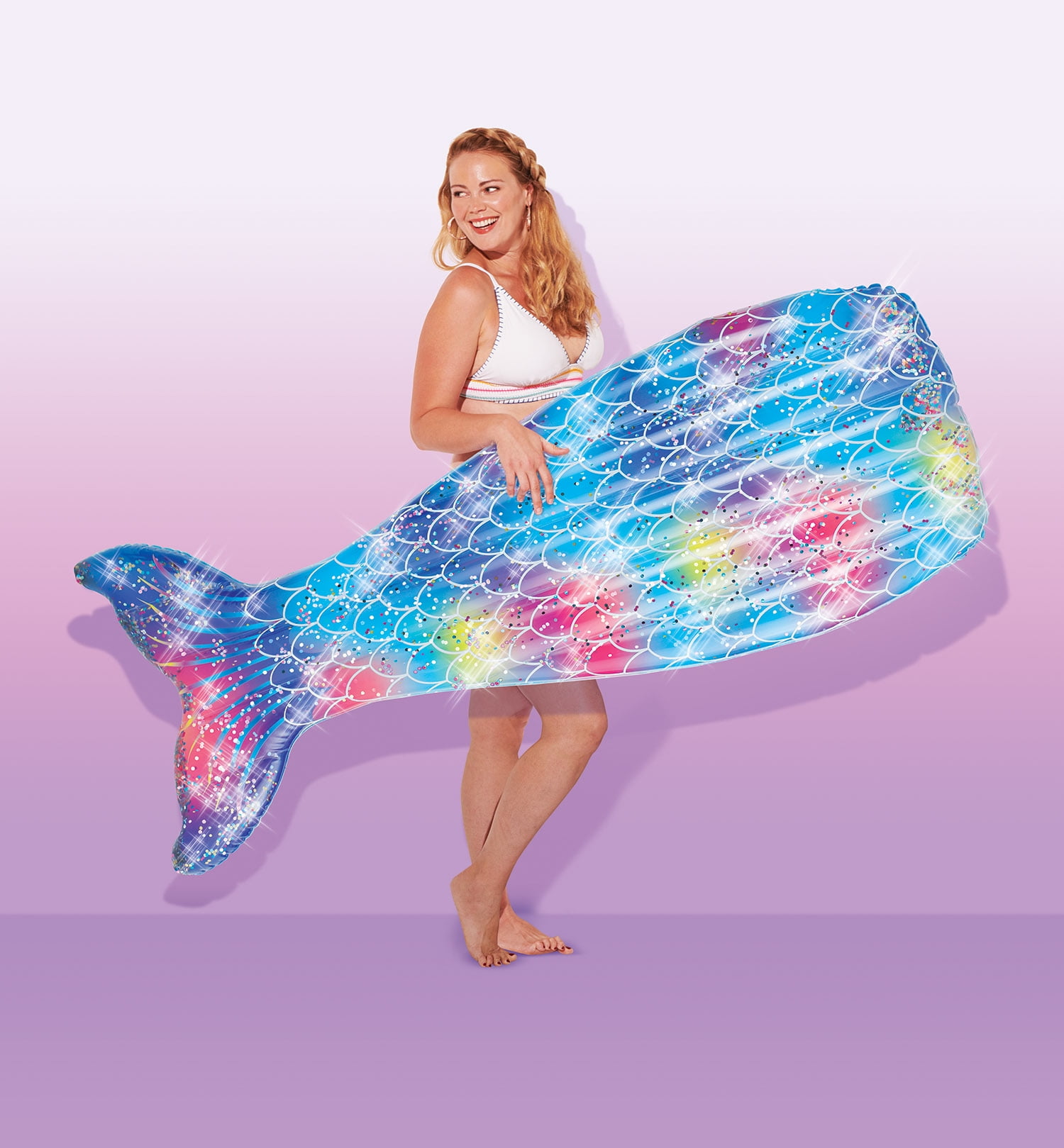 Play Day Inflatable Glitter Sparkles Mermaid Tail Float - Walmart.com