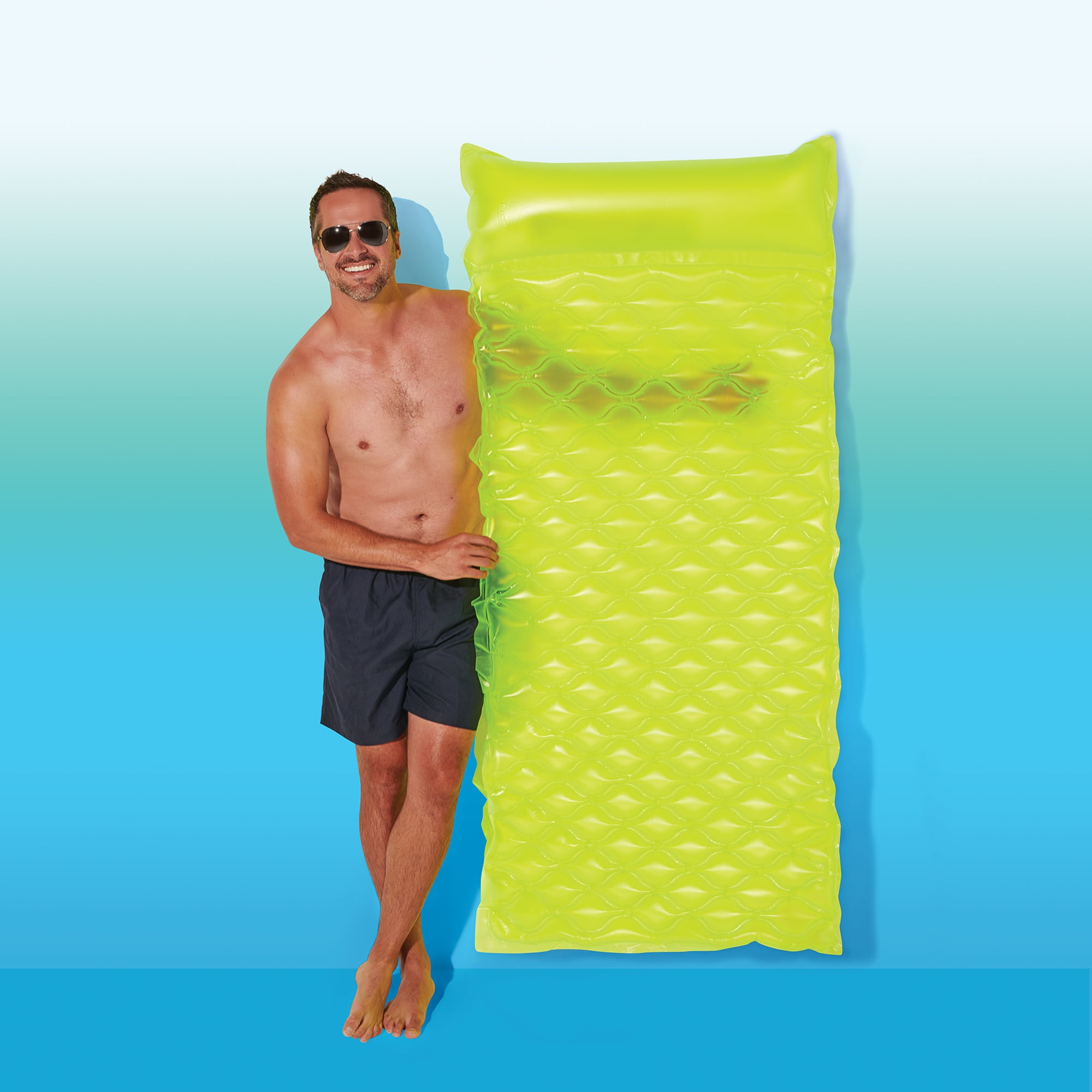 Play Day Inflatable Neon Comfort Mat - Yellow - Walmart.com