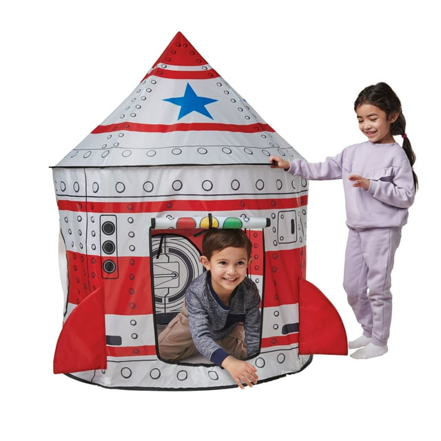 Play Day Space Rocketship Tent, Indoor Fabric Playhouse, for Young ...