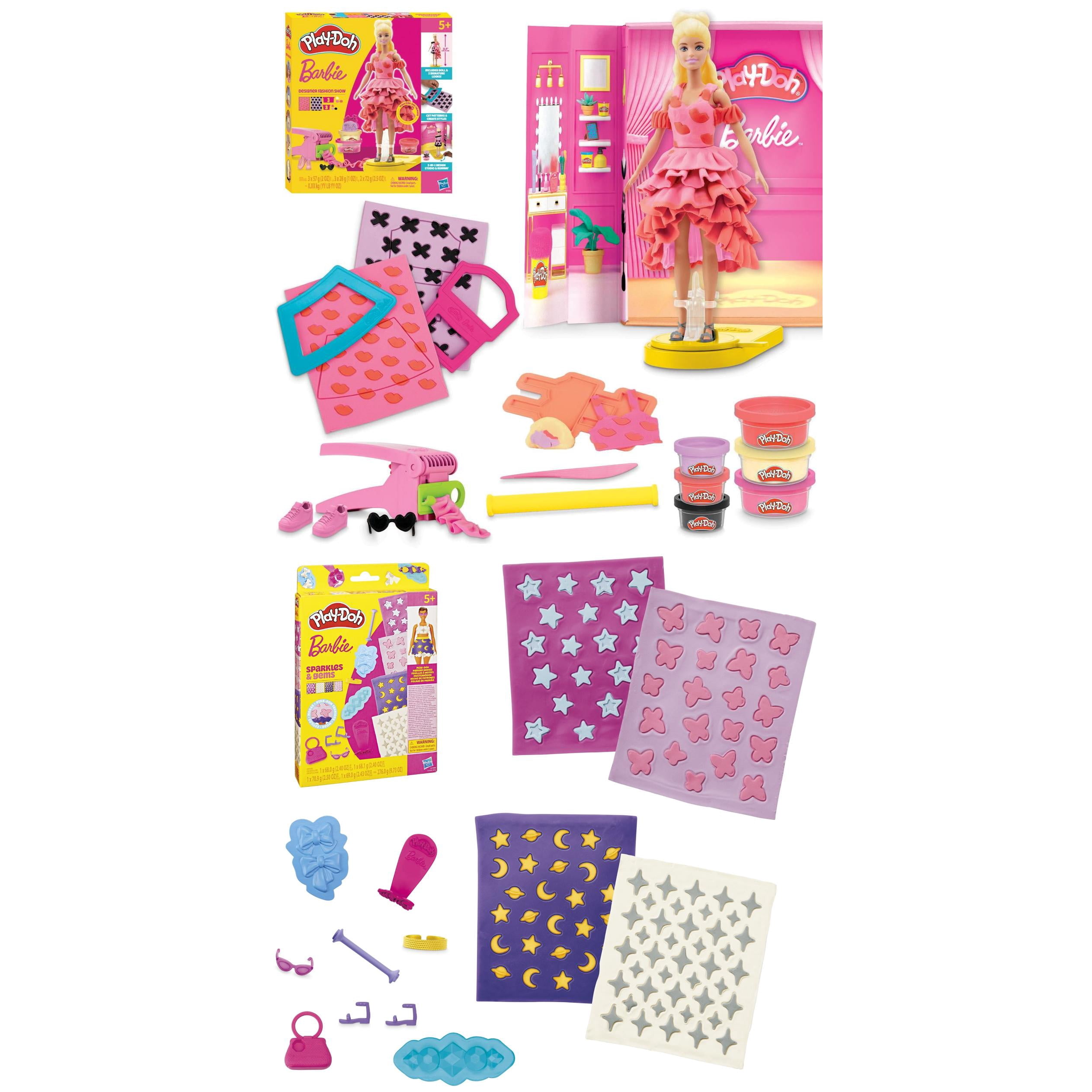 Play-Doh Barbie Designer Fashion Show Playset & Sparkles and Gems ...