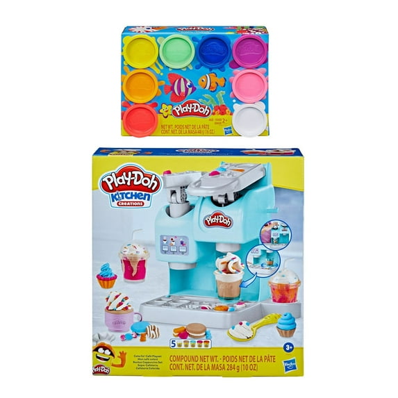 Play Doh Variety Bundle: Colorful Cafe Playset & 8 Pack Rainbow ...