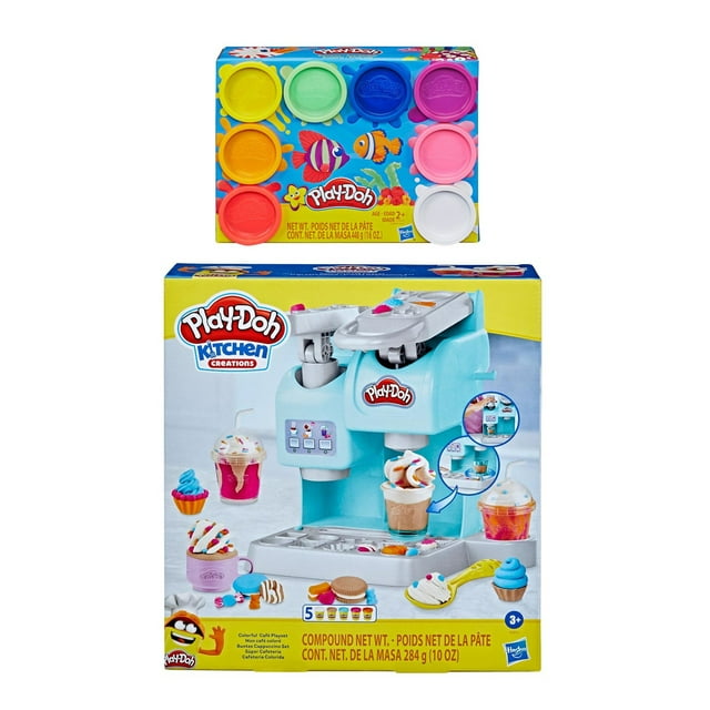 Play Doh Variety Bundle: Colorful Cafe Playset & 8 Pack Rainbow ...