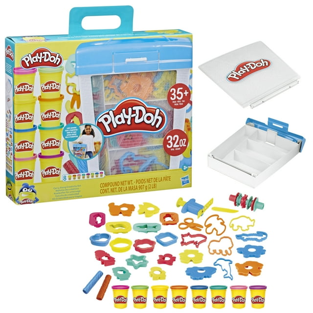 Play-Doh Carry-Along Creativity Set with 40 Tools, 8 Cans, and Carrying ...