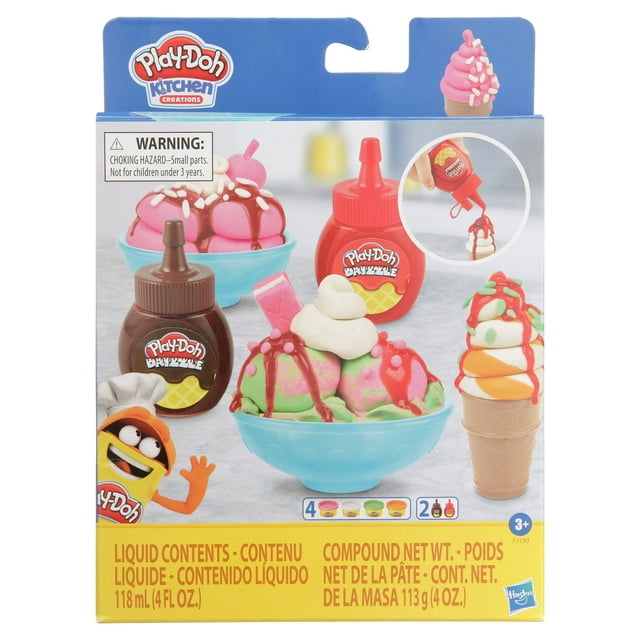 Play-Doh Kitchen Creations Colorful Double Drizzle Ice Cream Playset ...