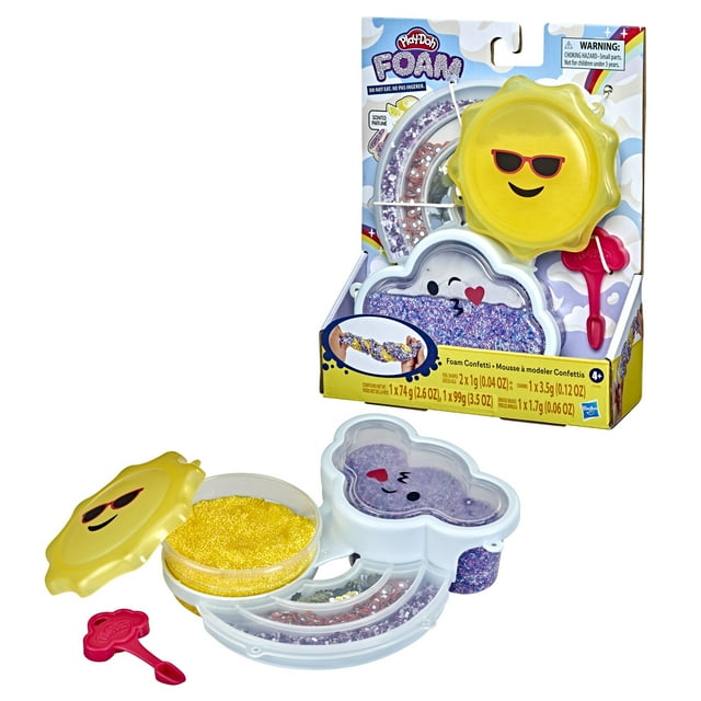 Play-Doh Foam Confetti Mixing Kit, Sunny Yellow and Cool Stormy ...