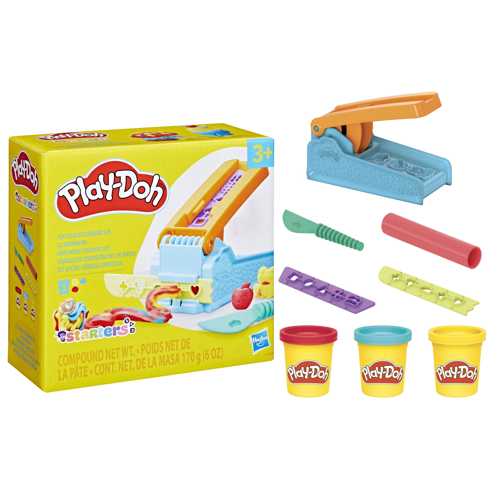 Play-Doh Fun Factory Starter Set, Preschool Toys for Ages 3+, Kids Arts and Crafts Kit, 3 Colors ...