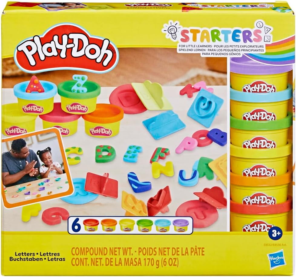 Play-Doh Fundamentals Letters with 26 Letter Stamper Tools and 6 Colors ...