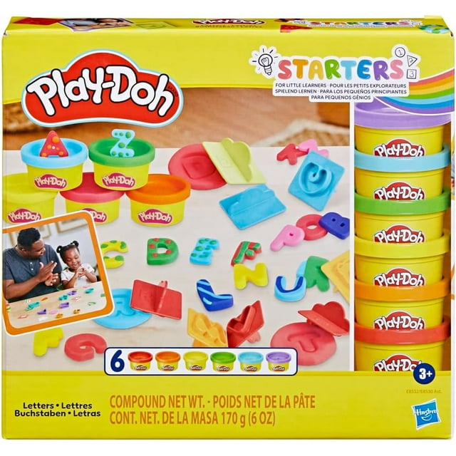 Play-Doh Fundamentals Letters with 26 Letter Stamper Tools and 6 Colors ...