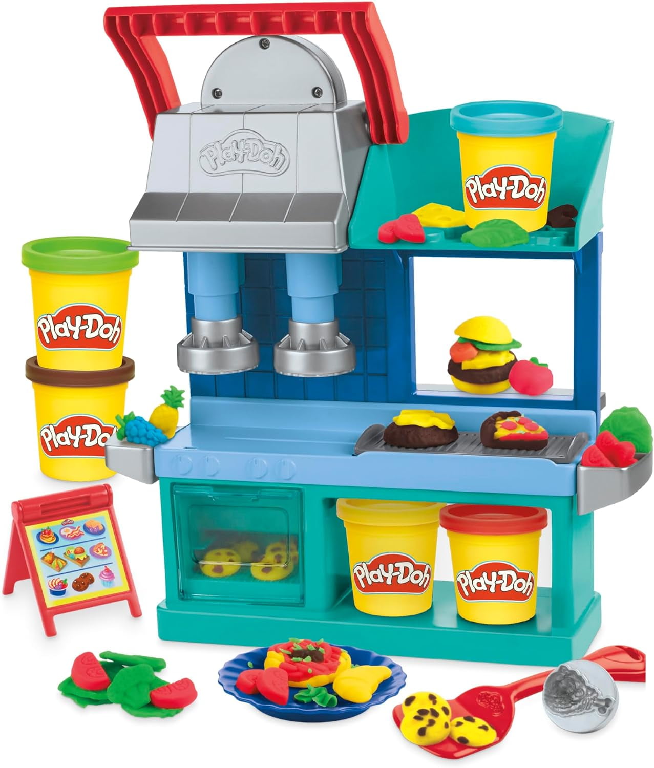 Play-Doh Kitchen Creations Busy Chef's Restaurant Playset, 2-Sided Play ...