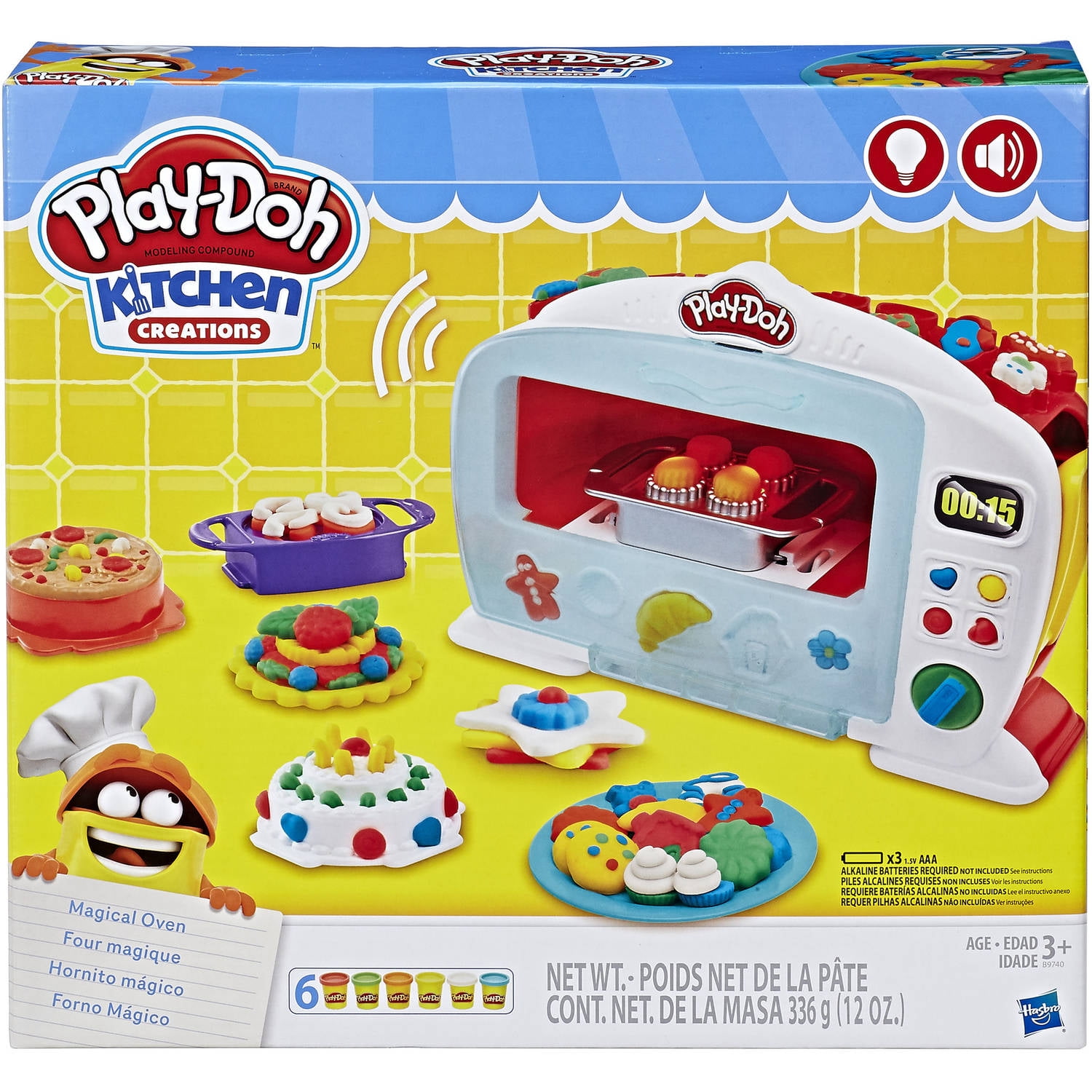 Play-Doh Kitchen Creations Magical Oven Playset with 6 Dough Cans ...