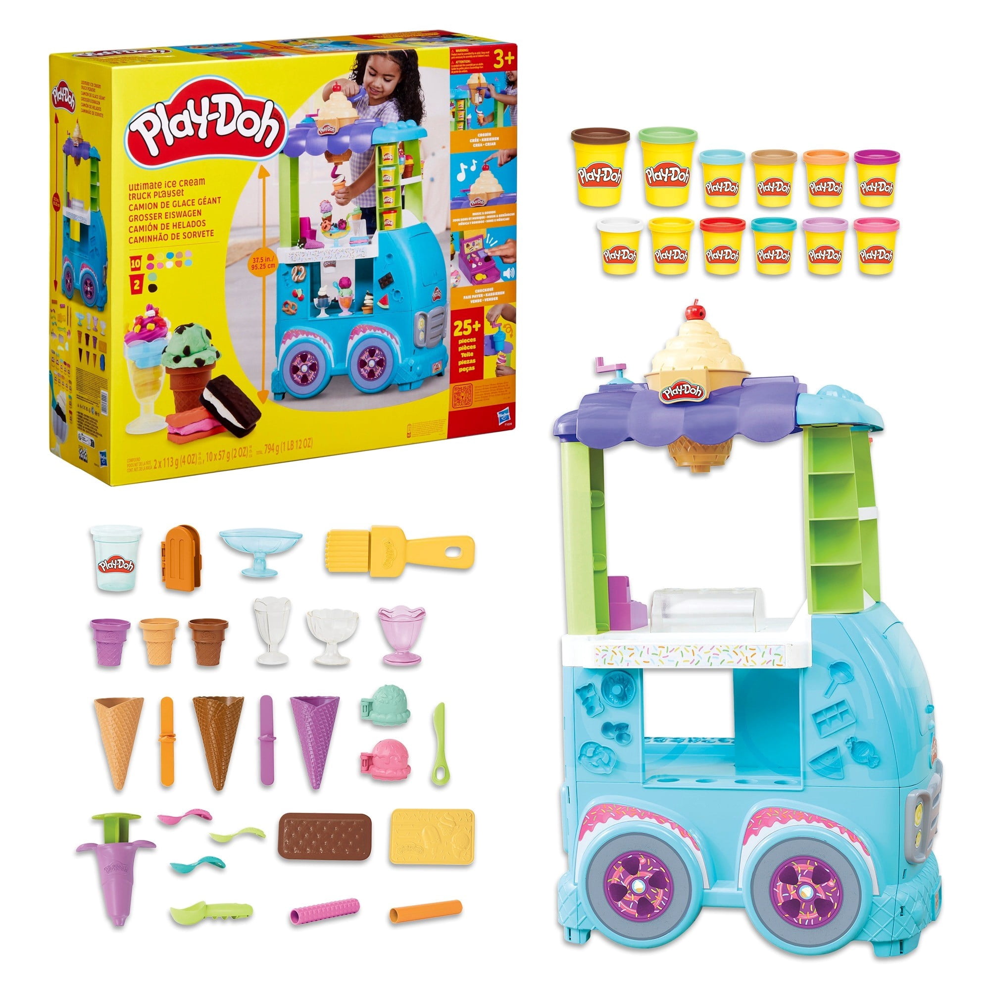 Play-Doh Kitchen Creations Ice Cream Truck with 27 Accessories ...