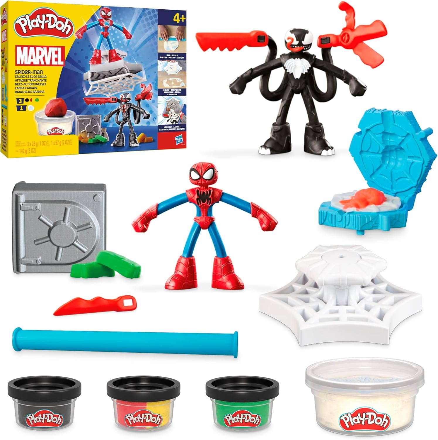 Play-Doh Marvel Spider-Man Launch & Slice Battle Playset with 2 Bendy ...