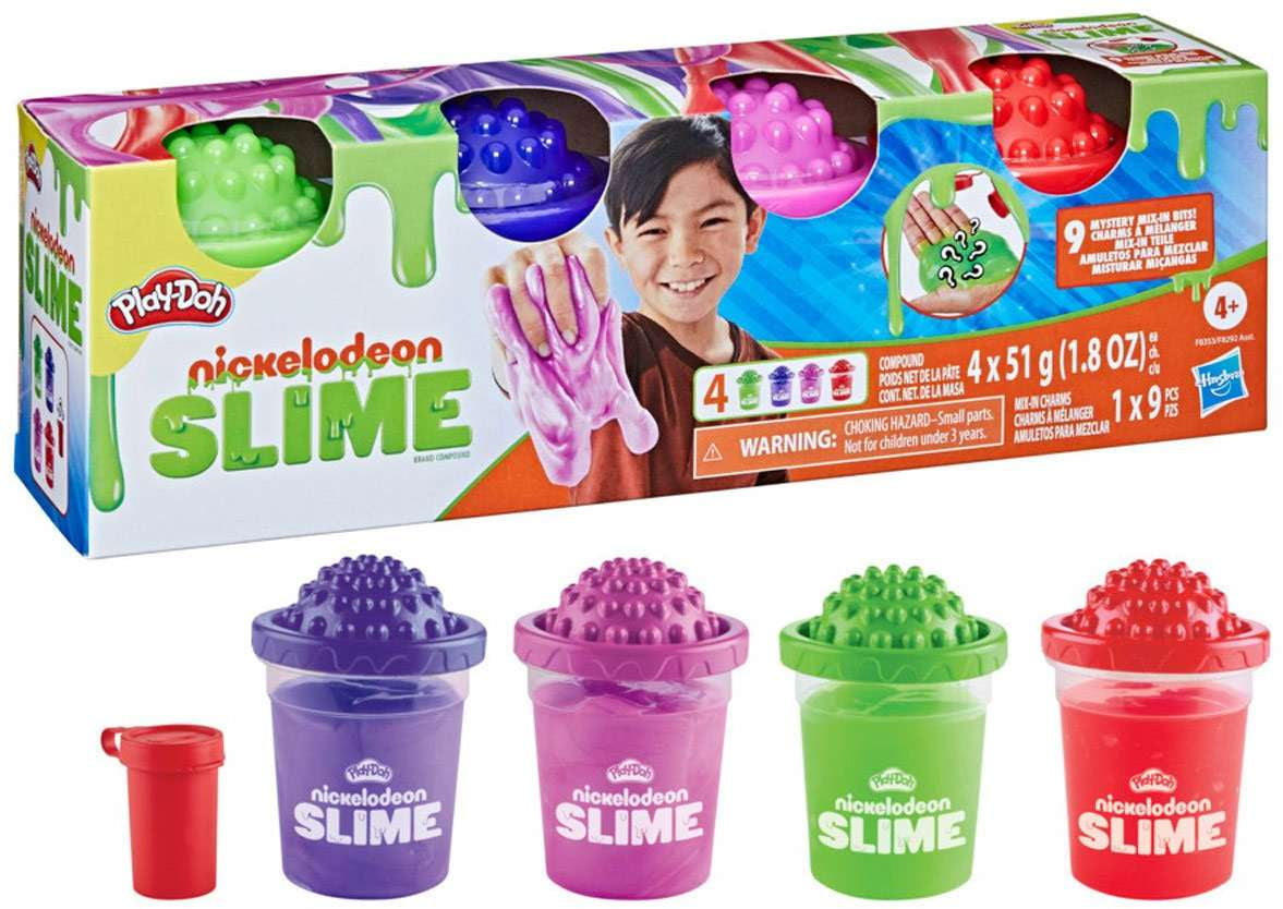Hasbro Play-Doh Nickelodeon Stretchy Slime, Multicolor, 1.8 oz, 4 Count ...