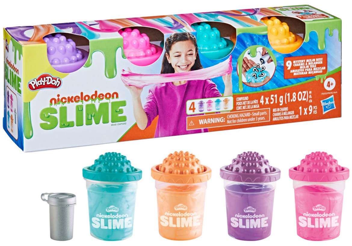 Play-Doh Slime Party Slime 4-Pack (Purple, Hot Pink, Teal & Orange ...