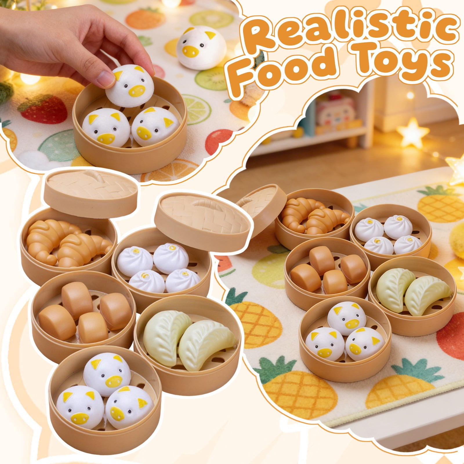 Play Food 22pcs Pretend Play Toy Set Steamer Buns Chinese Breakfast Toy ...