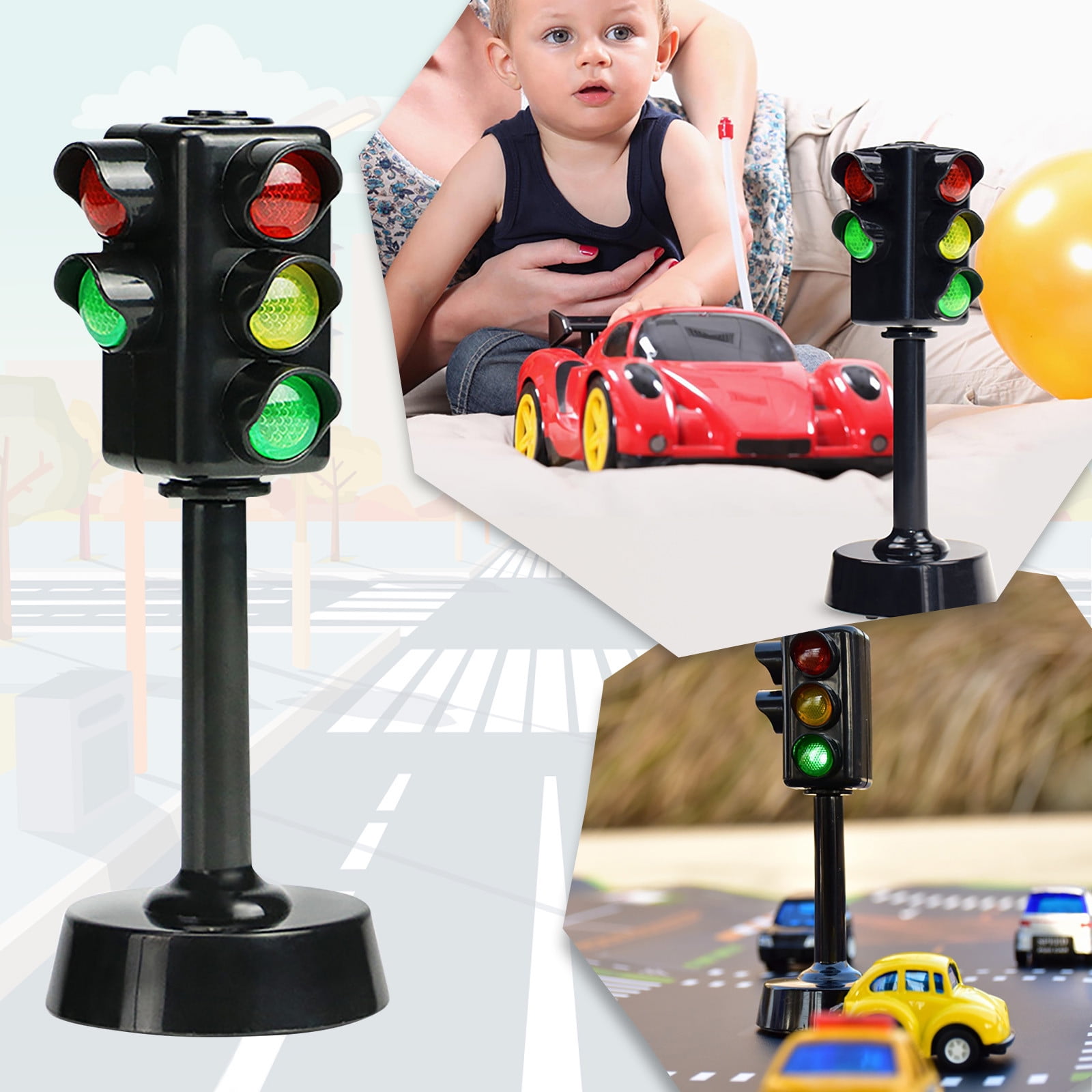 Play Food Mini Traffic Signs Street Light Block WIth Sound LED Children ...