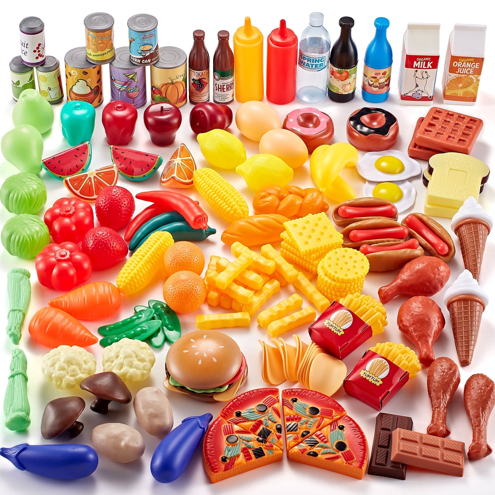 Play Food Sets,143Pcs Play Kitchen Accessories,Toy Food for Toddler ...