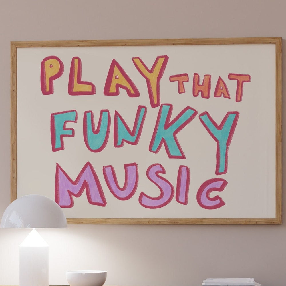 Play That Funky Music Print, Mid Century Print, Hand Drawn Sketch ...