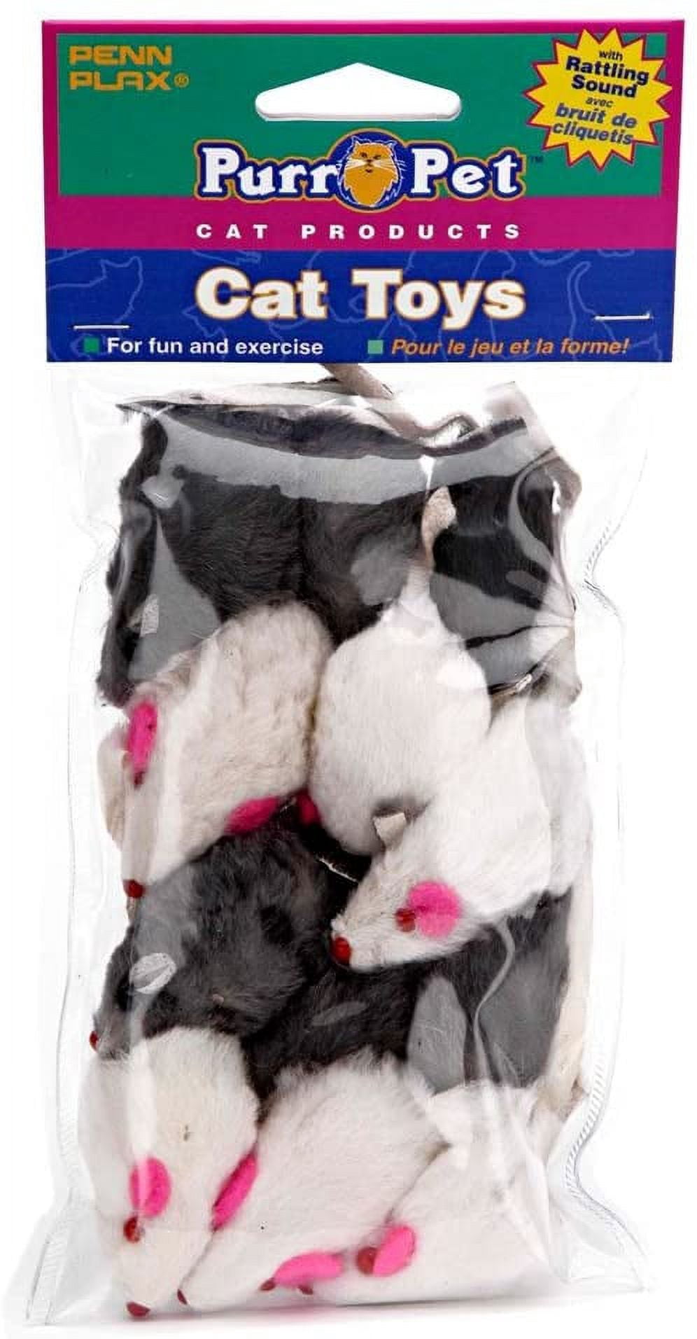Play Fur Mice Cat Toys | Mixed Bulk Bag of 12 Play Mice with Rattling ...