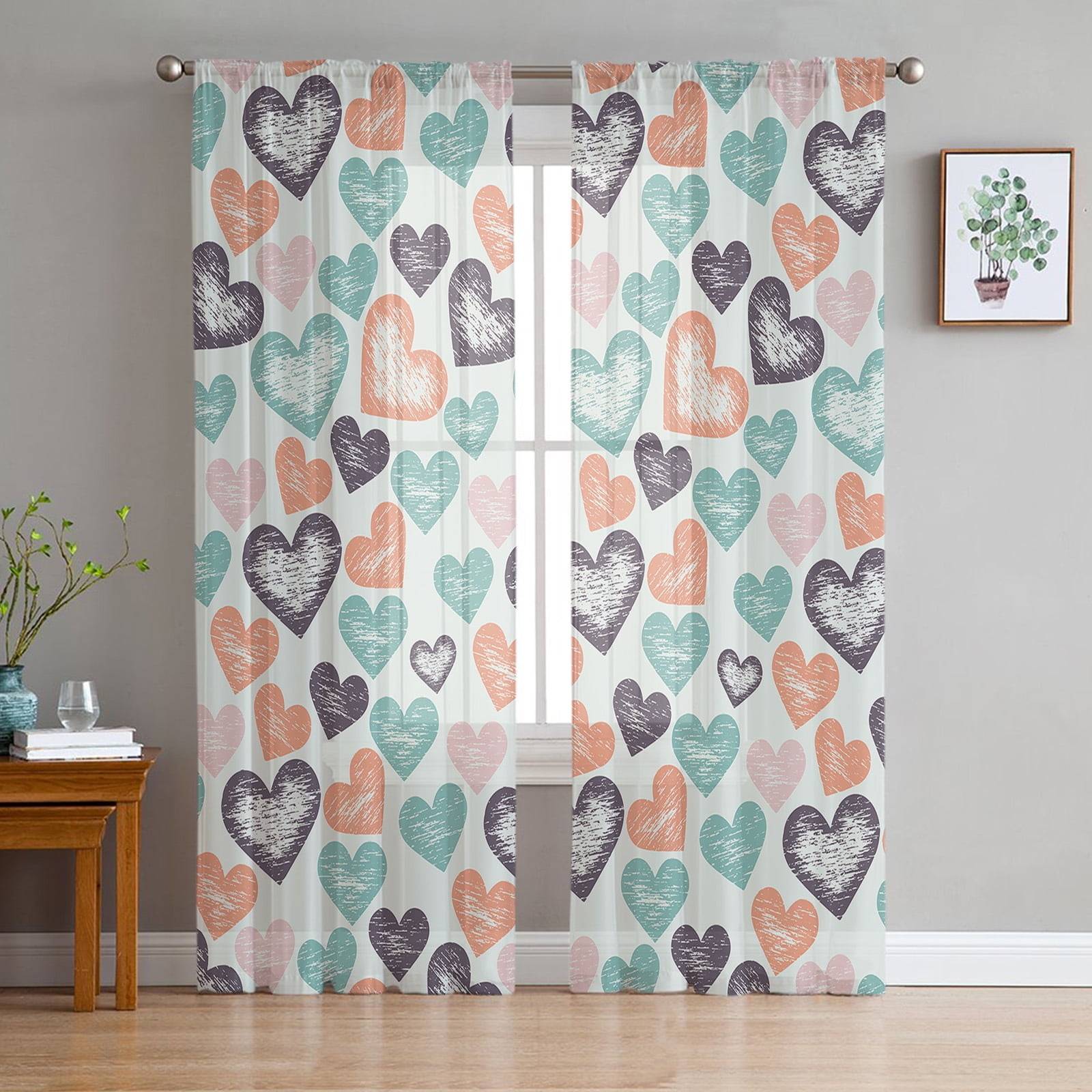 Play Game Black White Cartoon Graffiti Tulle Curtains for Living Room ...