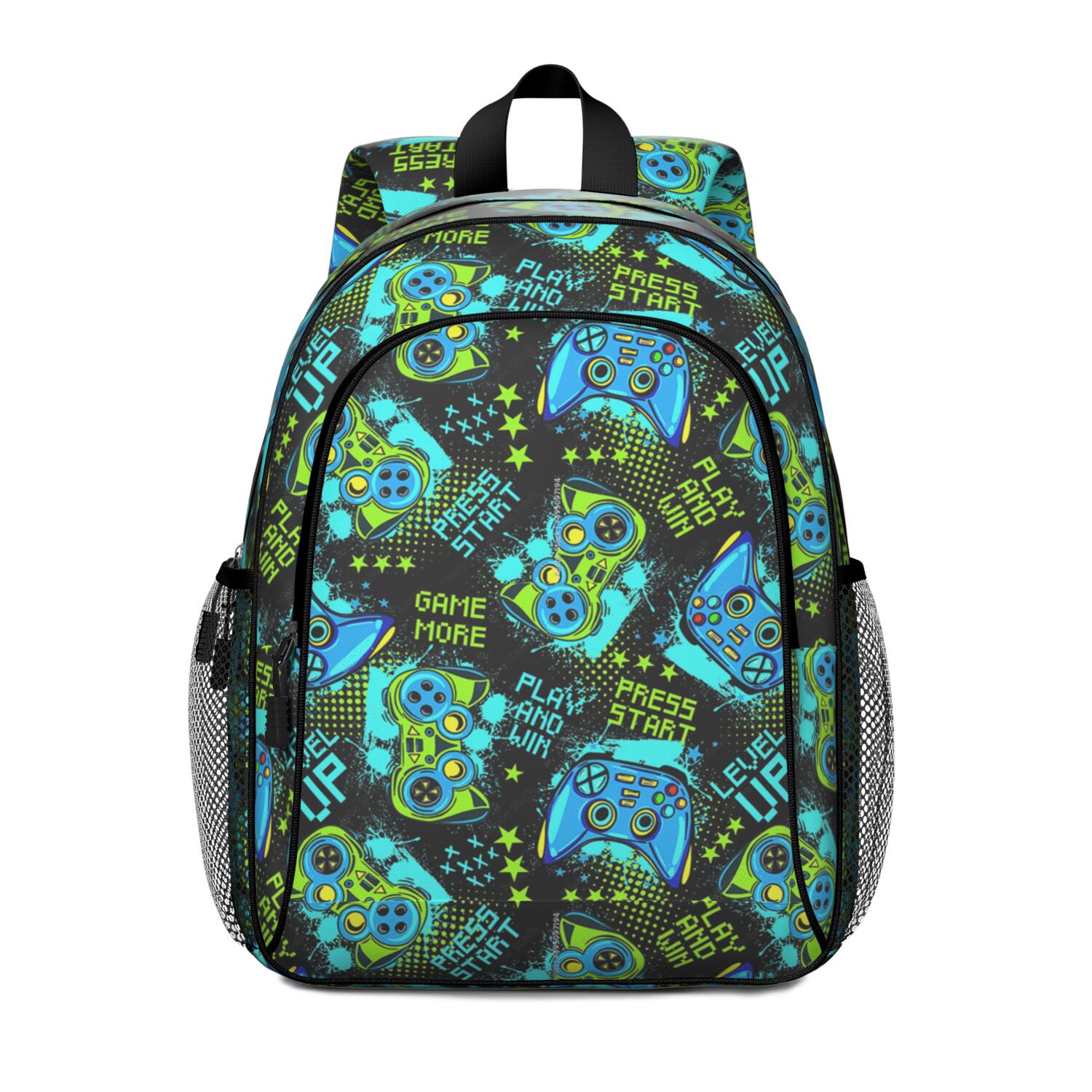 Play Game Pattern Backpack for School,Schoolbag with Adjustable ...