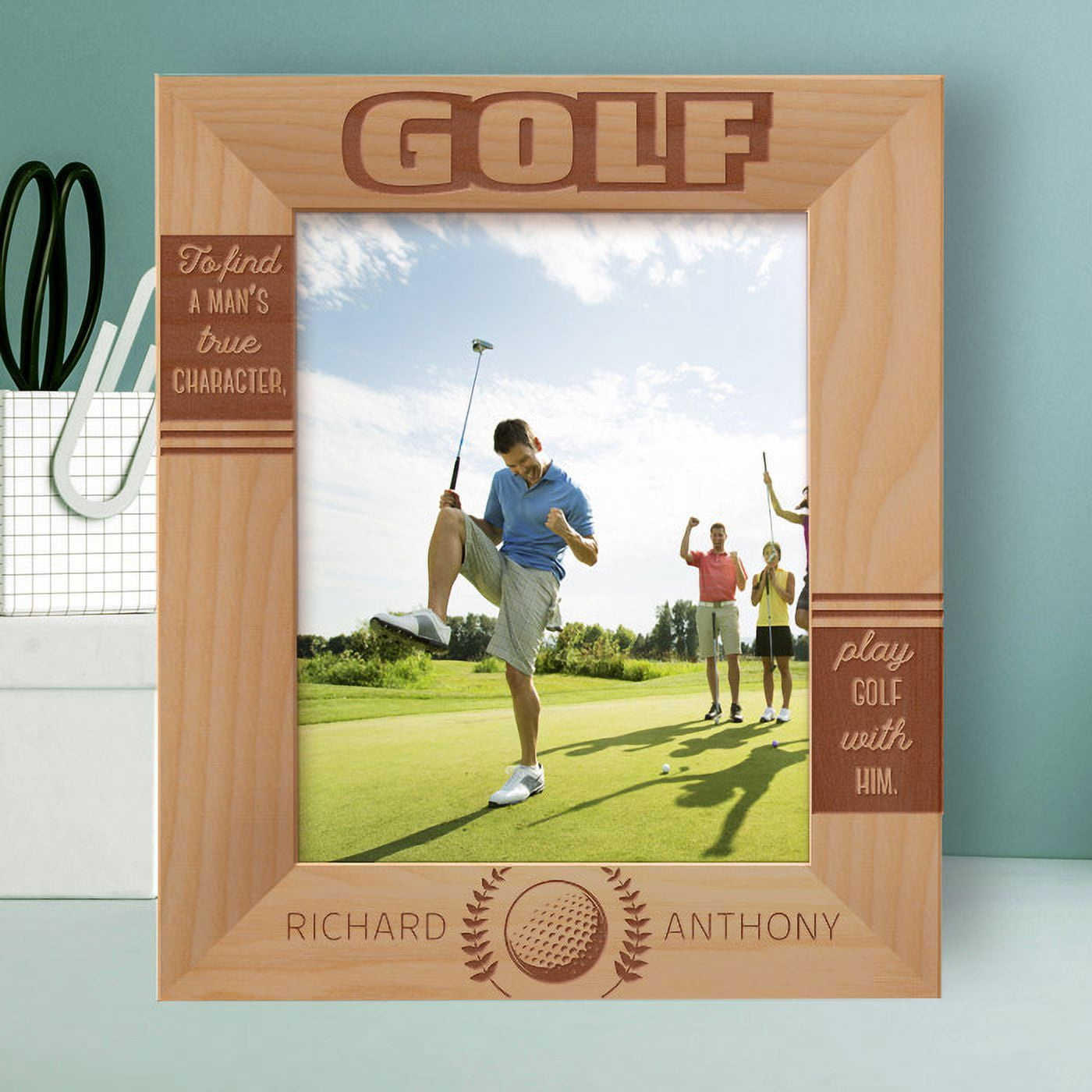 Play Golf With Him Personalized Wooden Frame 8" x 10" Brown (Vertical ...
