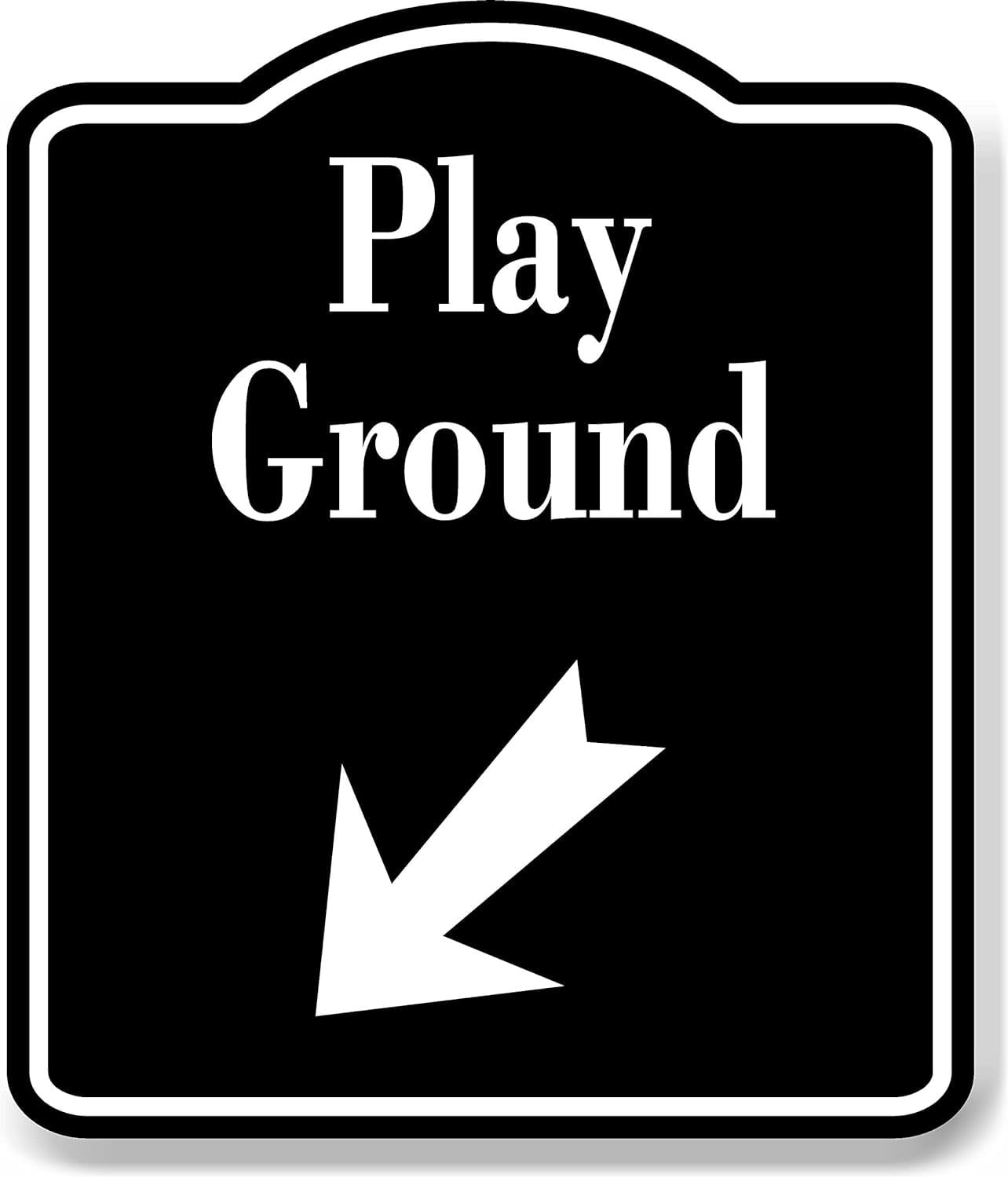 Play Ground 45 Degree Down Left Arrow BLACK Aluminum Composite Sign ...