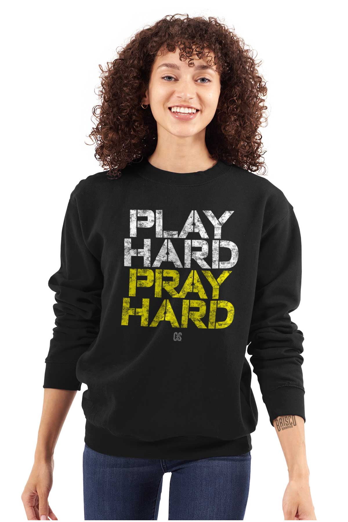 Play Hard Pray Hard Christian Faith Sweatshirt for Men or Women Brisco ...