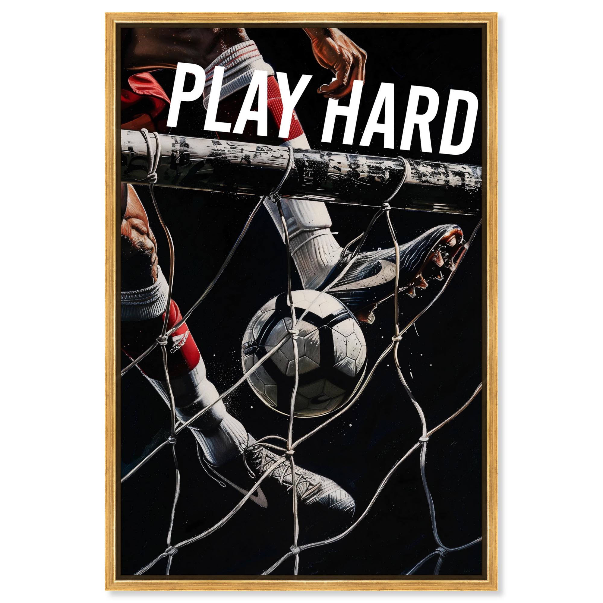 Play Hard Soccer Canvas Mancave Art by Art Remedy, Gold Frame, 30" x 45 ...