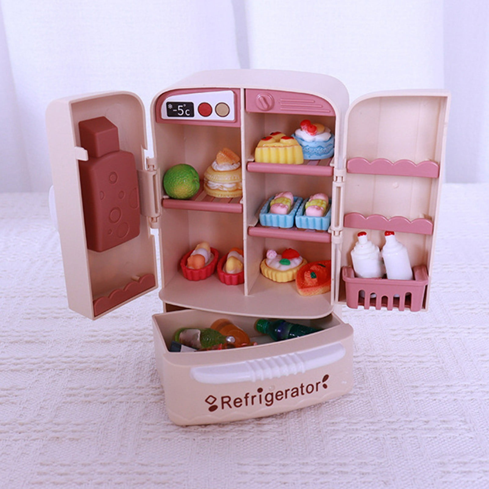 Play House Refrigerator Mini Fridge Toy,with Mini Food Set Dollhouse ...