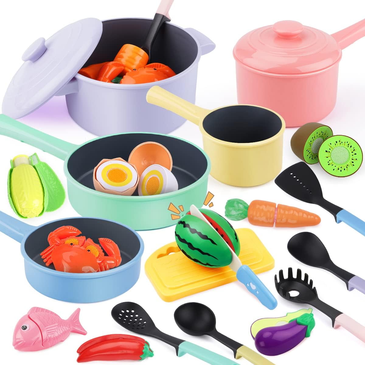 Play Kitchen Accessories, Play Food Sets for Kids Kitchen Playset with ...