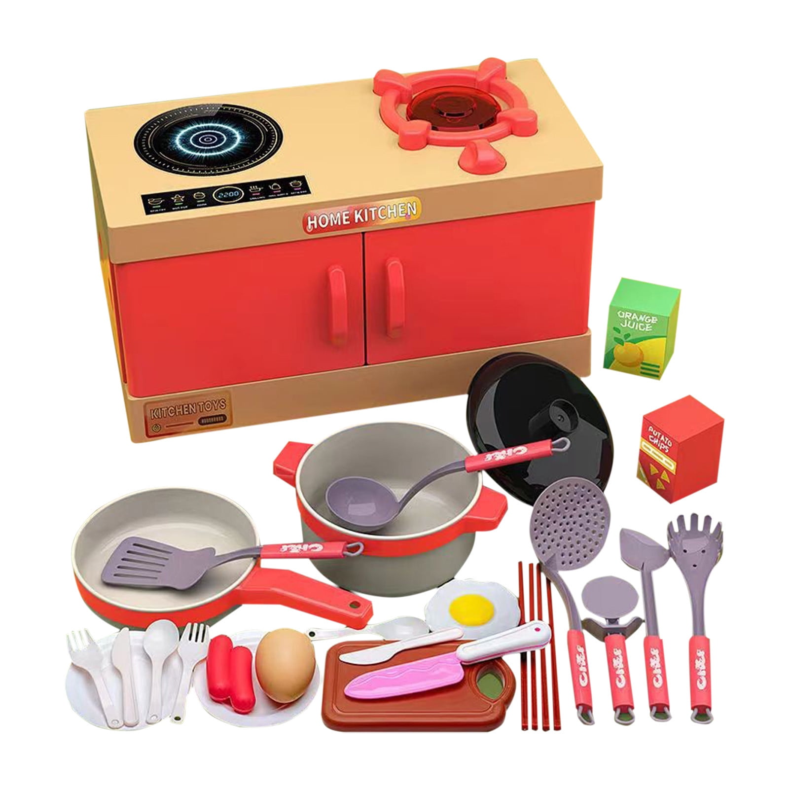 Play Kitchen Set For Kids 33 Pcs Pretend Cooking Toys With Interactive ...
