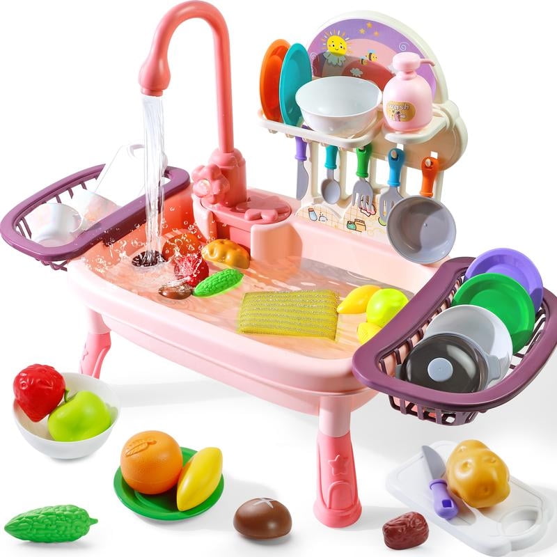 Play Kitchen Sink Toys for Kids with Running Water - Pretend Play ...