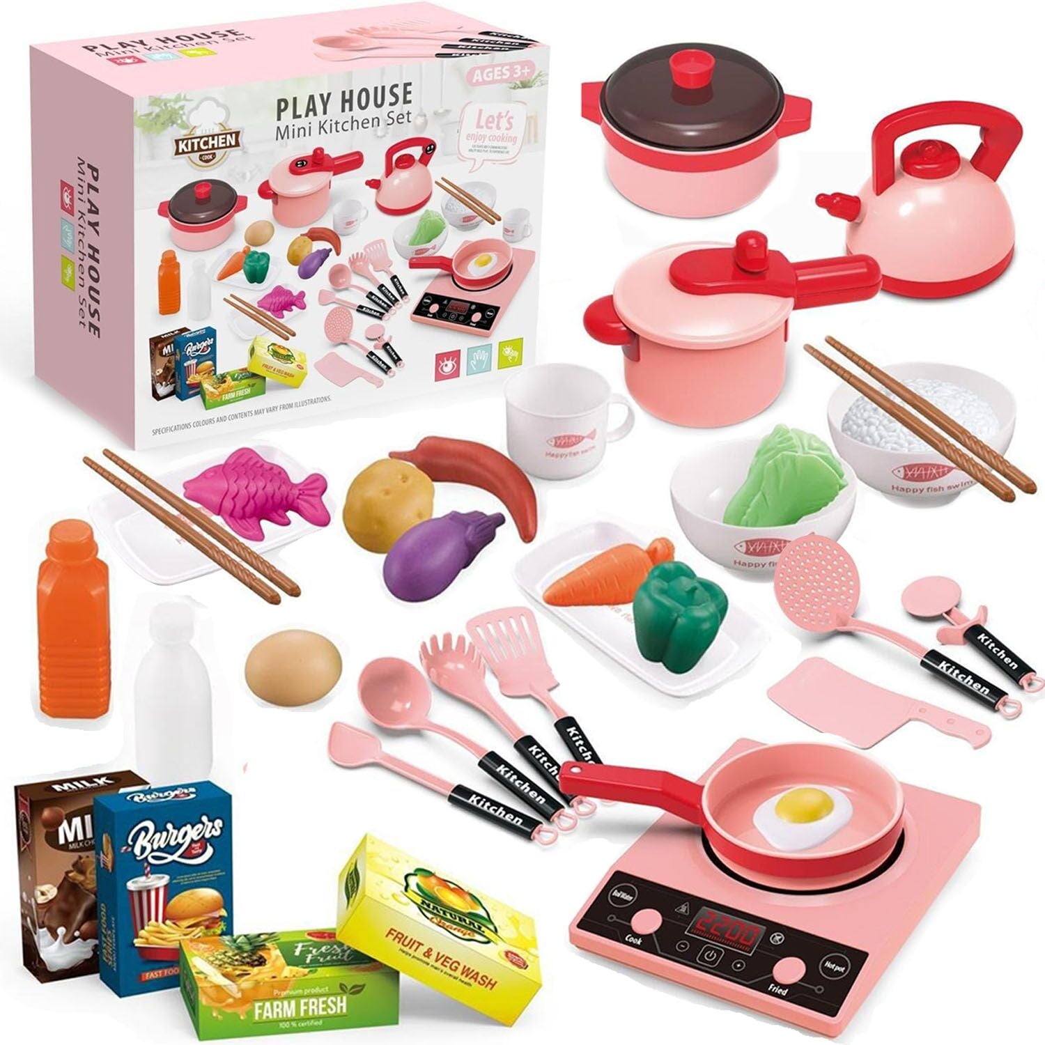 Play Kitchen Toys, Kids Kitchen Playset Toys for Girls 3-6 Years ...