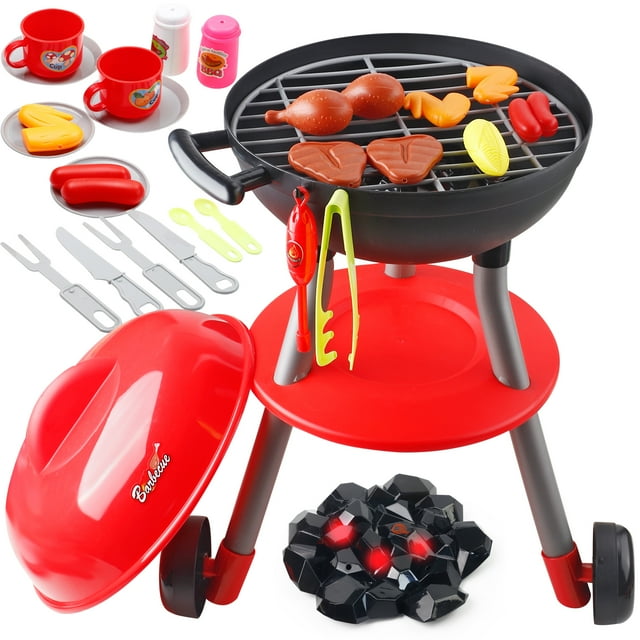 Kids BBQ Grill Playset - Pretend Play Kitchen Toys for Children 3-6 ...