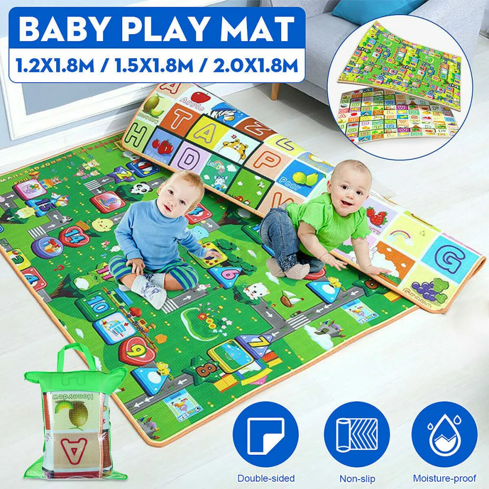 Play Mat 2 Sided Kids Crawling Educational Soft Play Game Carpet 120cm ...