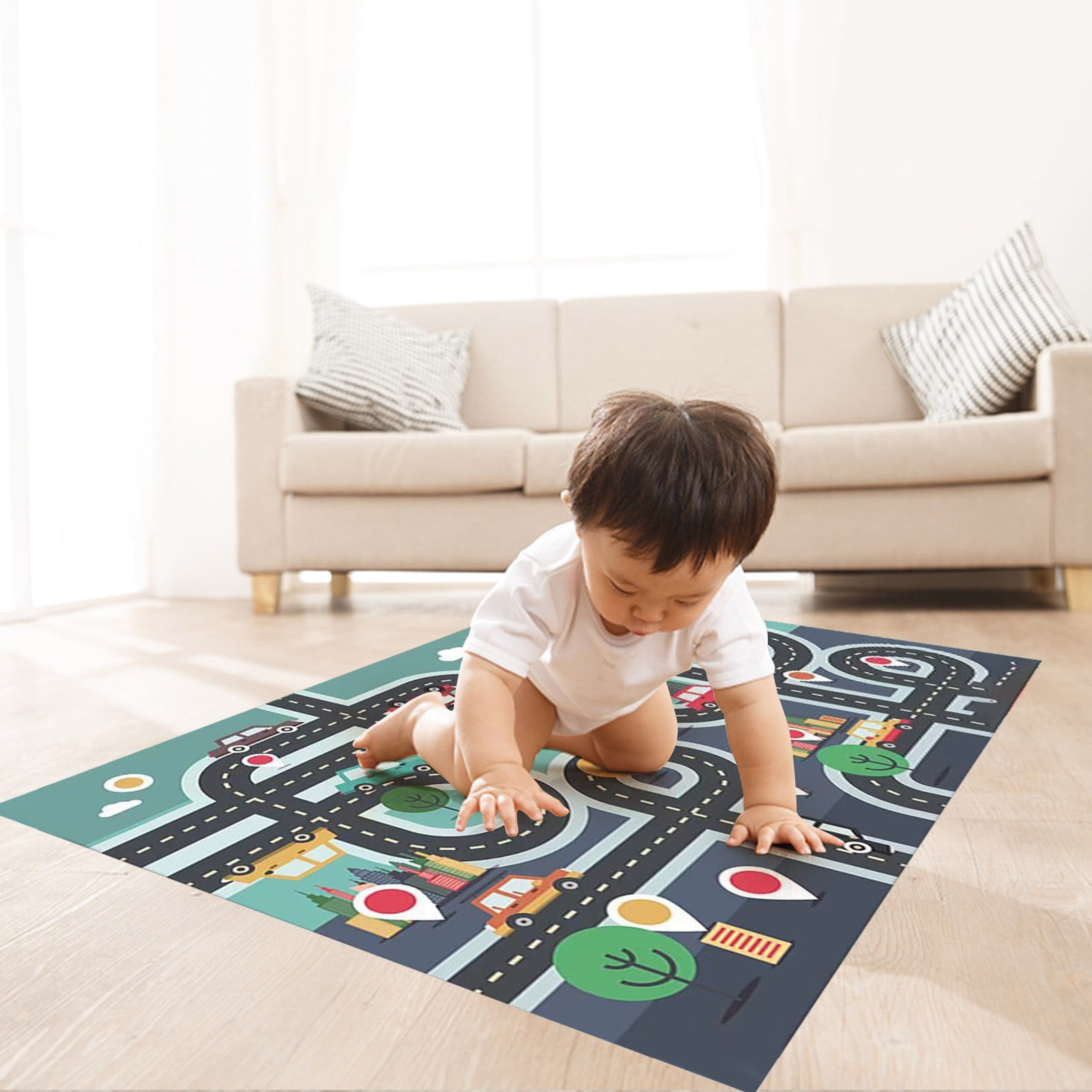 Play Mat Kids Carpet Playmat Rug City Life Great for Playing with Cars ...
