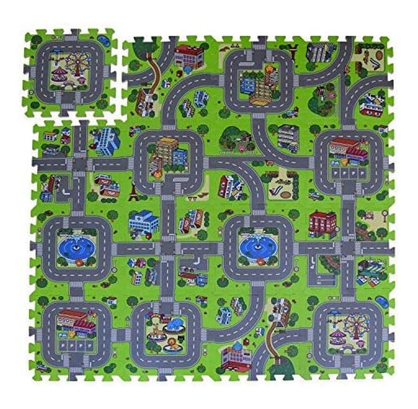 Play Mat Road Toy Foam Playmat Interlocking Floor Puzzle Road Playroom ...