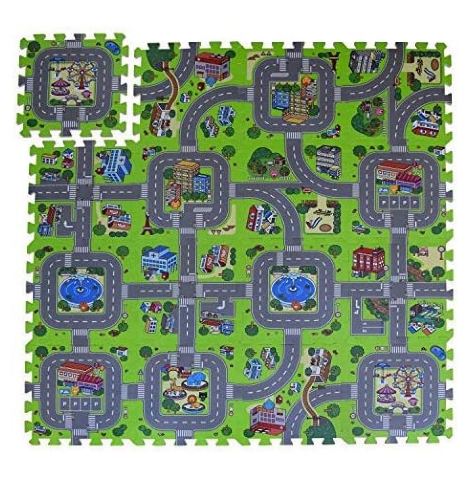 Play Mat Road Toy Foam Playmat Interlocking Floor Puzzle Road Playroom ...