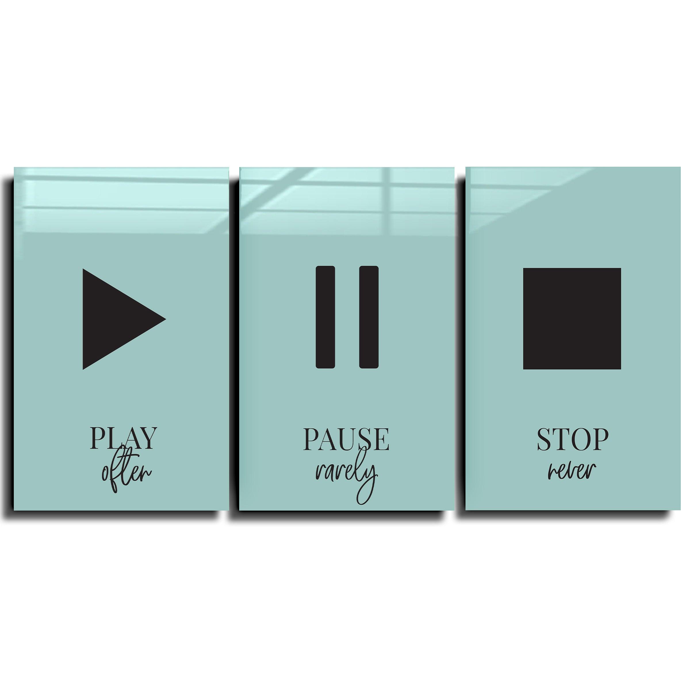 "Play-Pause-Stop - Trio"Glass Wall Art - Walmart.com