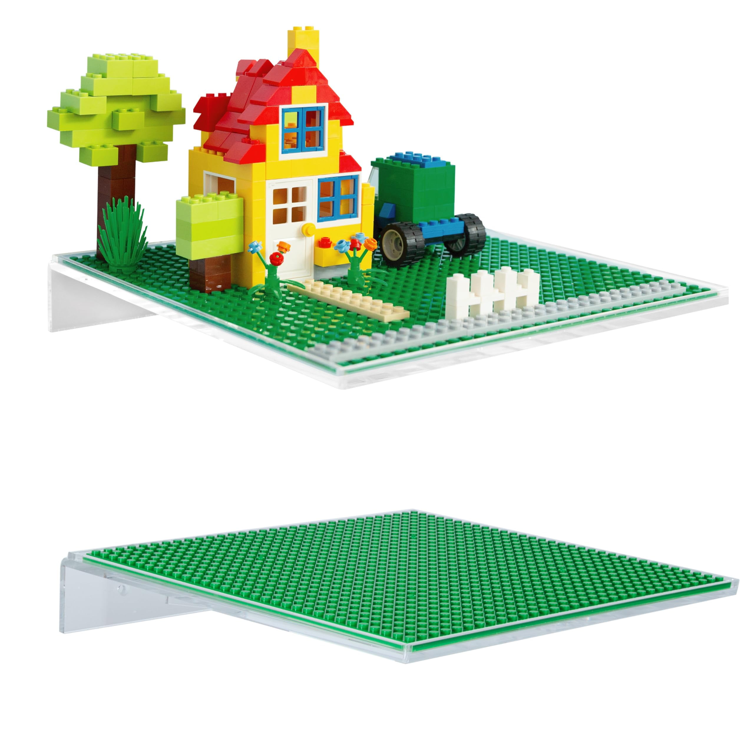 Play Platoon Building Brick Display Shelves 2 Pack Minifigure Display ...