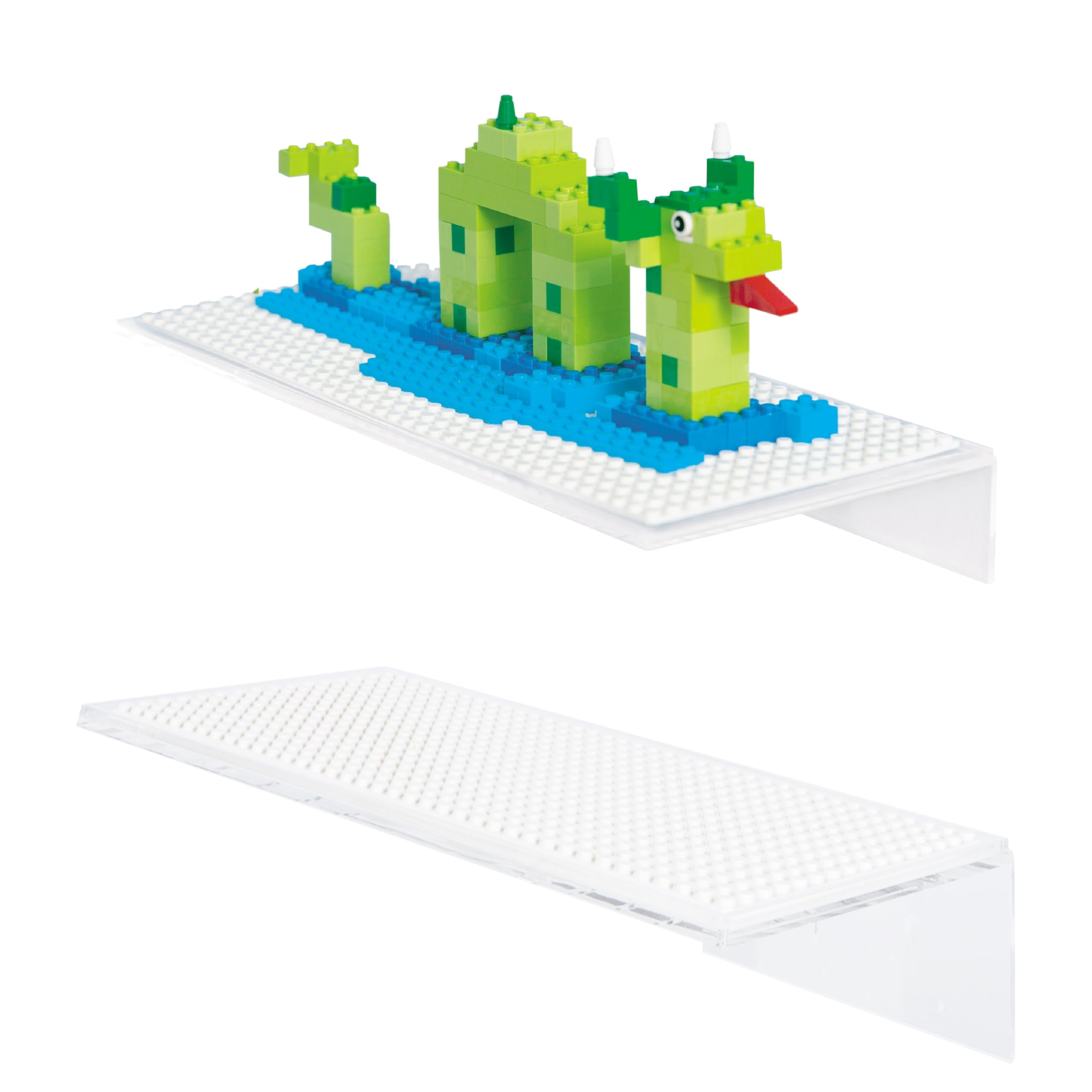 Play Platoon Building Brick Display Shelves 2 Pack Minifigure Display ...