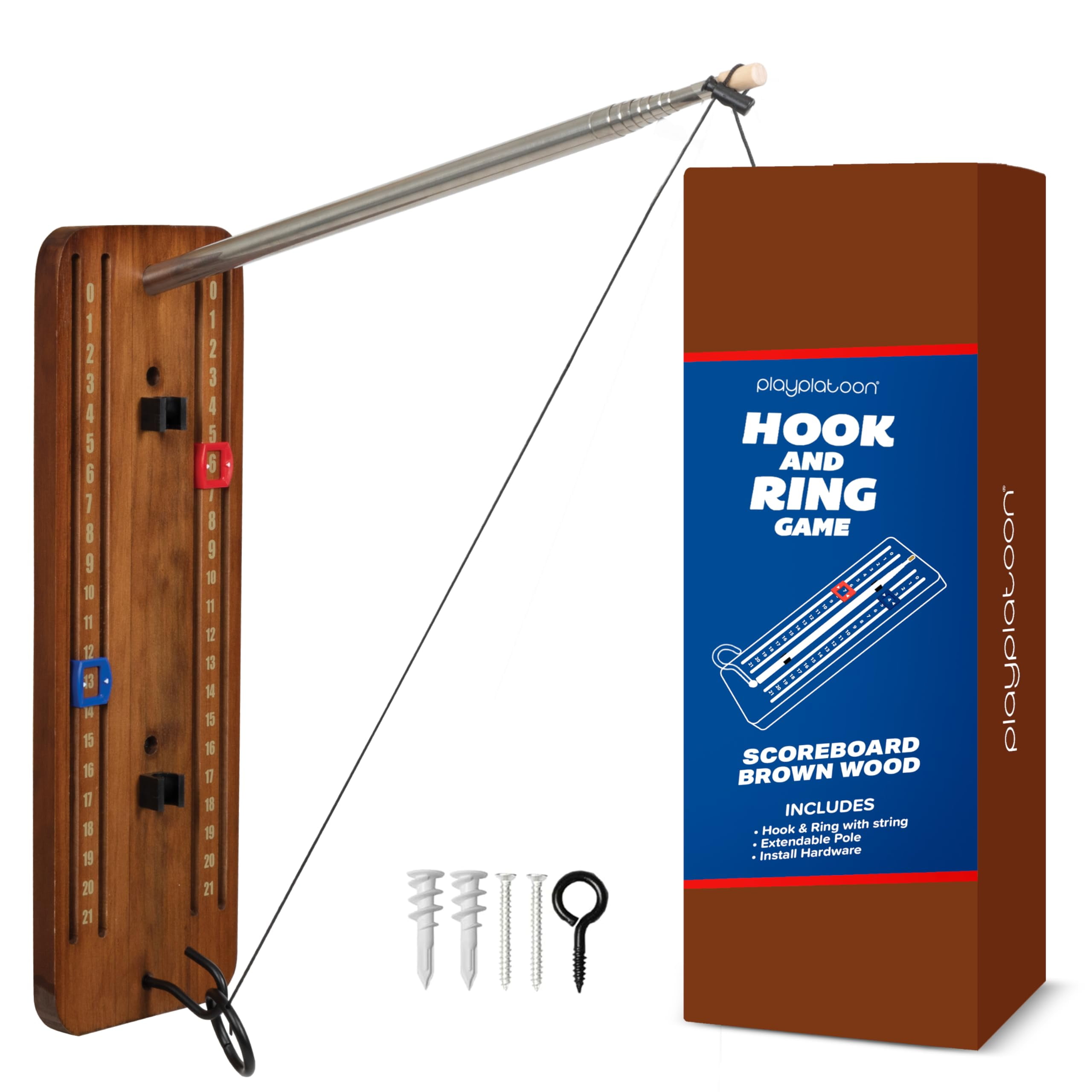 Play Platoon Hook and Ring Game with Extendable Pole & Scoreboard - Ring Toss Game for Adults ...