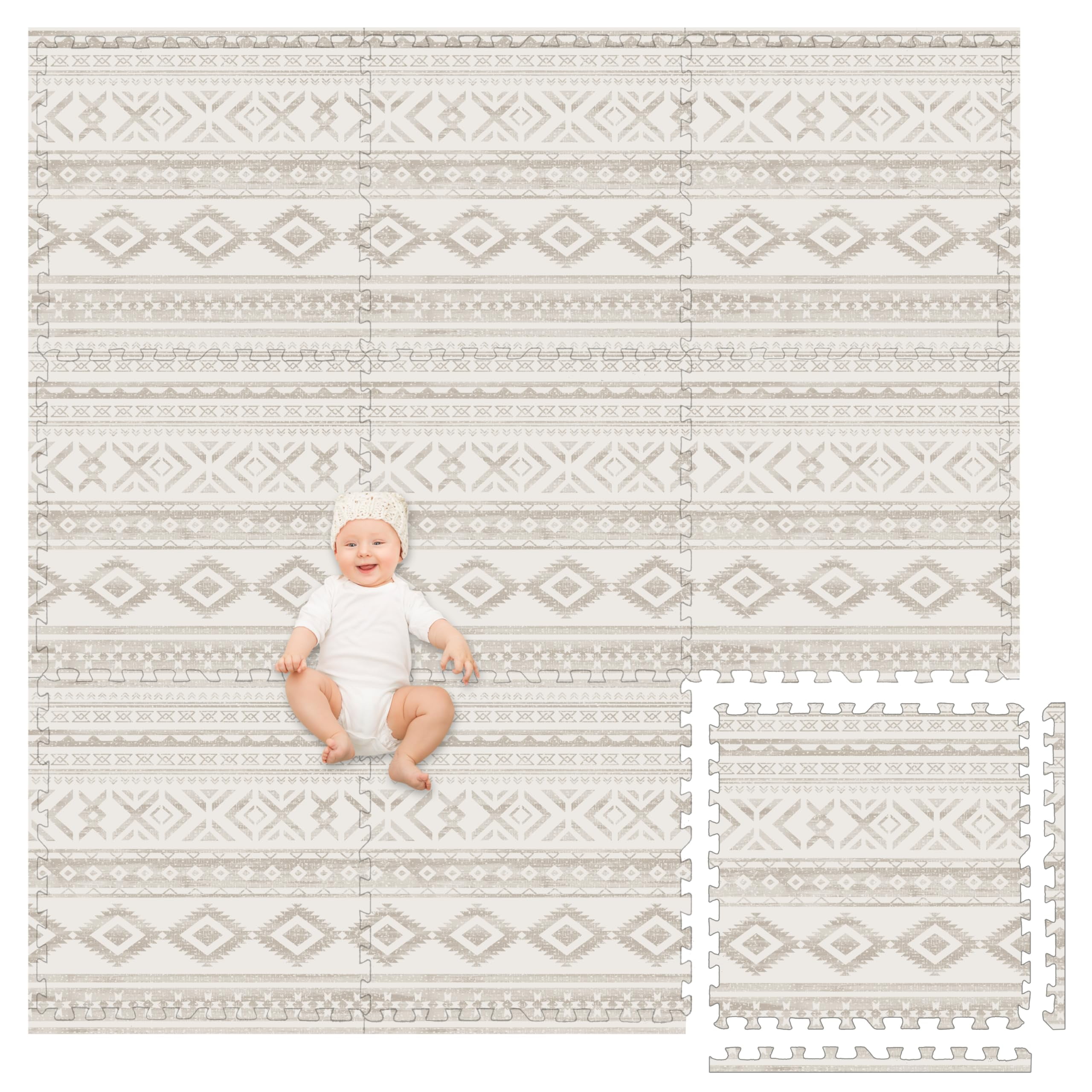 Play Platoon Large Baby Play Mat for Floor 9 Tile 72 x 72 in - Extra-Thick Interlocking Foam ...