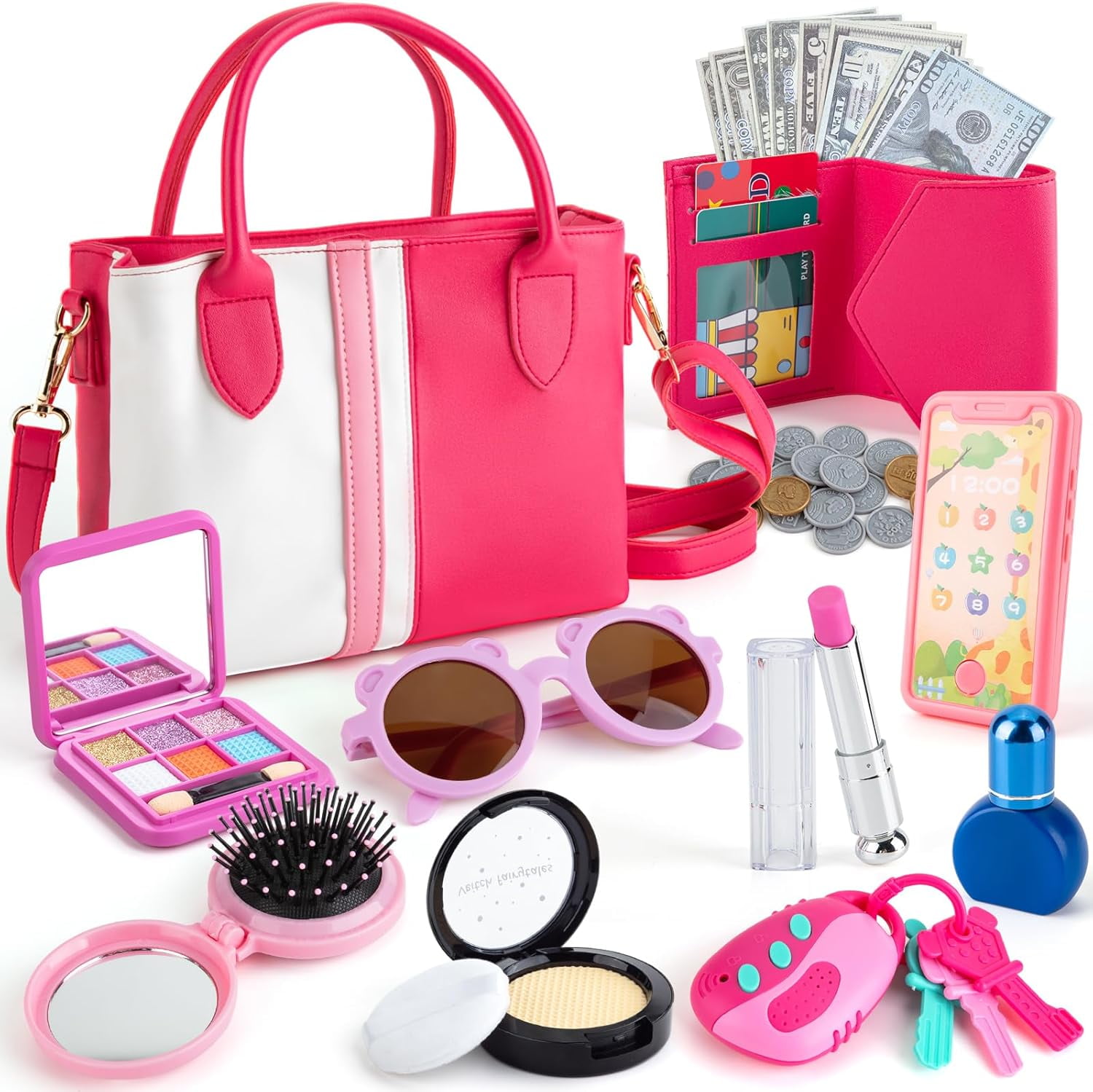 Play Purse for Little Girls, Pretend Play Accessories with Wallet, Toy ...