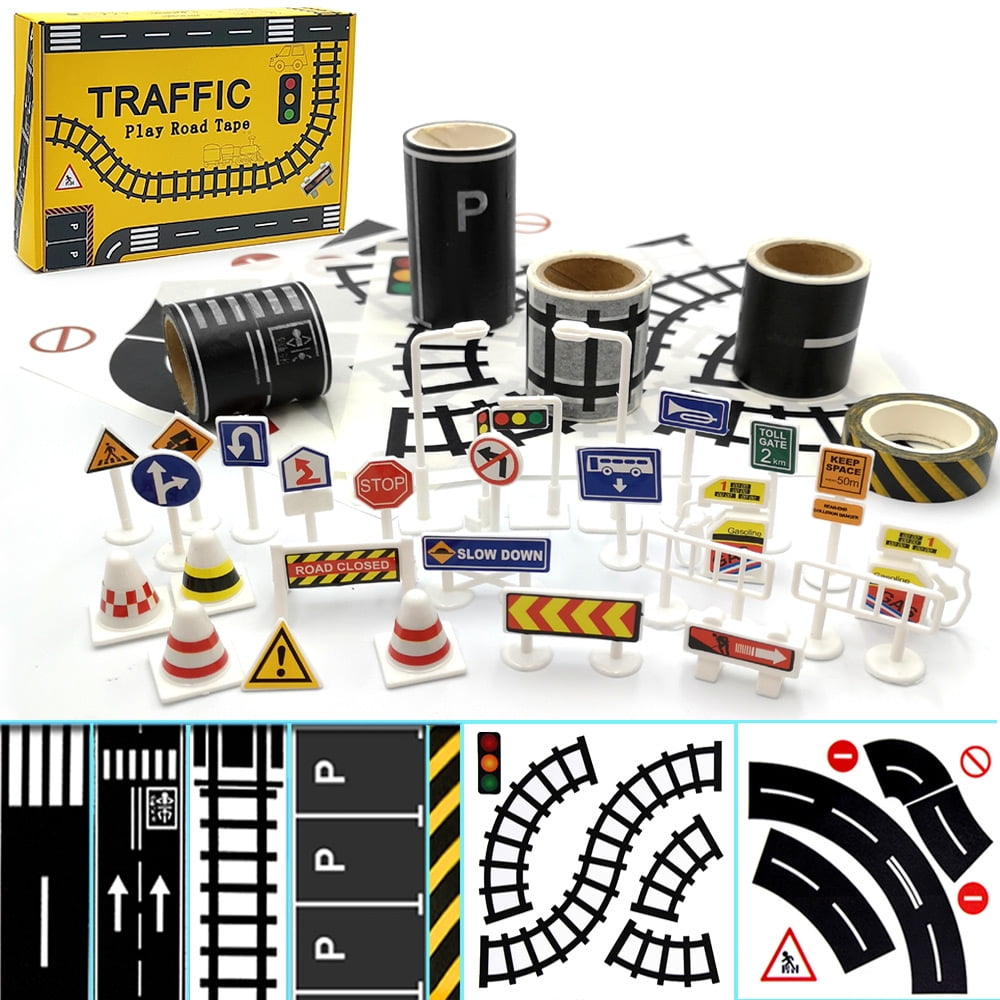 Play Road Tape for Toy Cars & Trains Black Packing Traffic Signs Tape ...