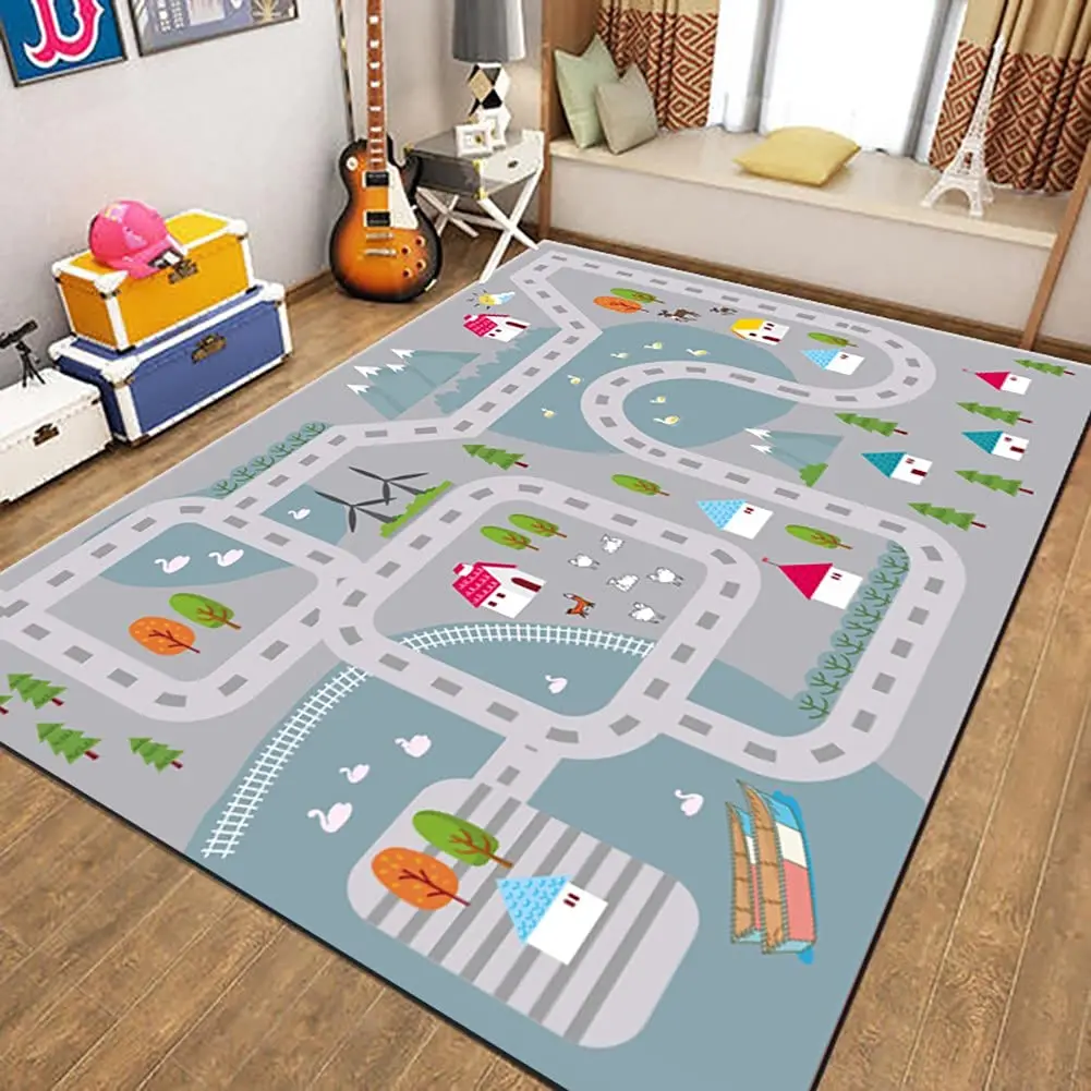 Play Room Carpet Road and Street Traffic Carpets Puzzle Game Floor Mat ...