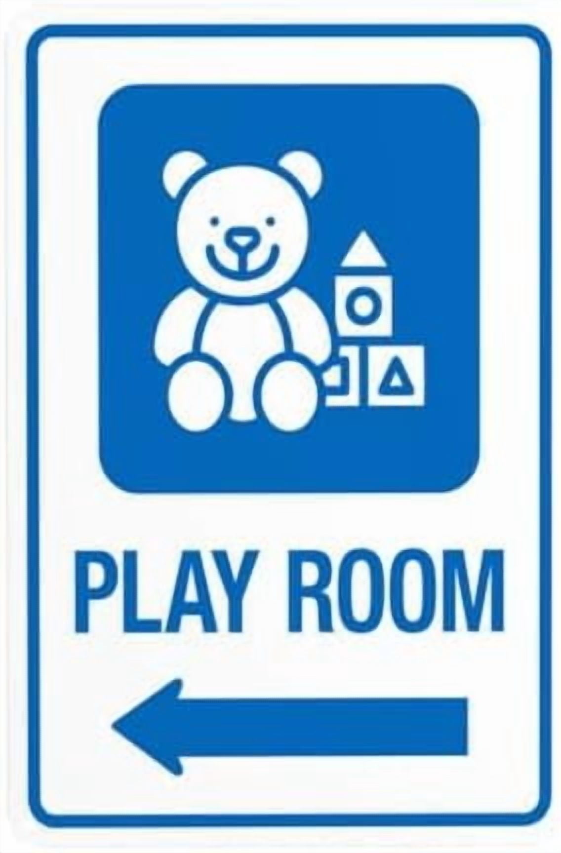 Play Room With Graphic Left Arrow Warning Sign, Room Security Metal ...