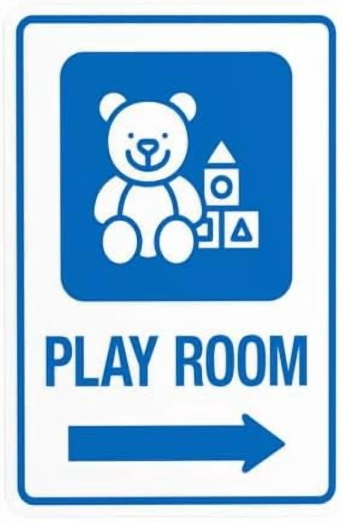 Play Room With Graphic Right Arrow Warning Sign, Room Security Metal ...