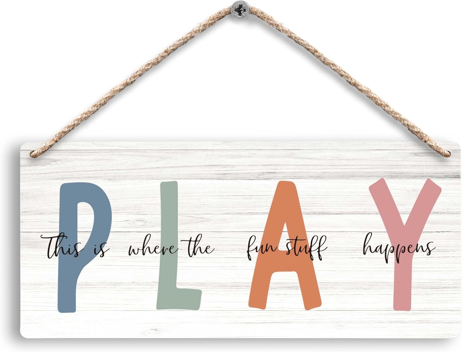 Play Sign Kids Playroom Hanging Wooden Signs 12X6, Play This Is Where ...